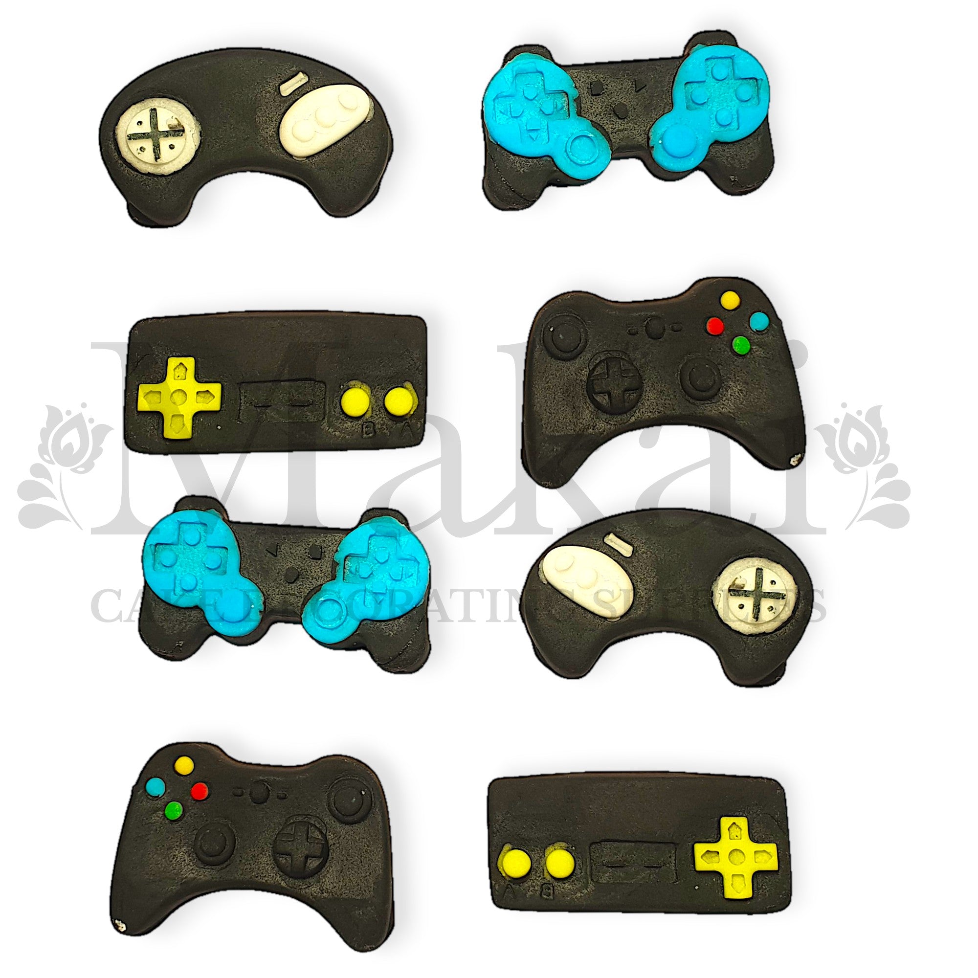 Game Controller Fondant Toppers (Set of 8) | Makai Cake Decorating Supplies
